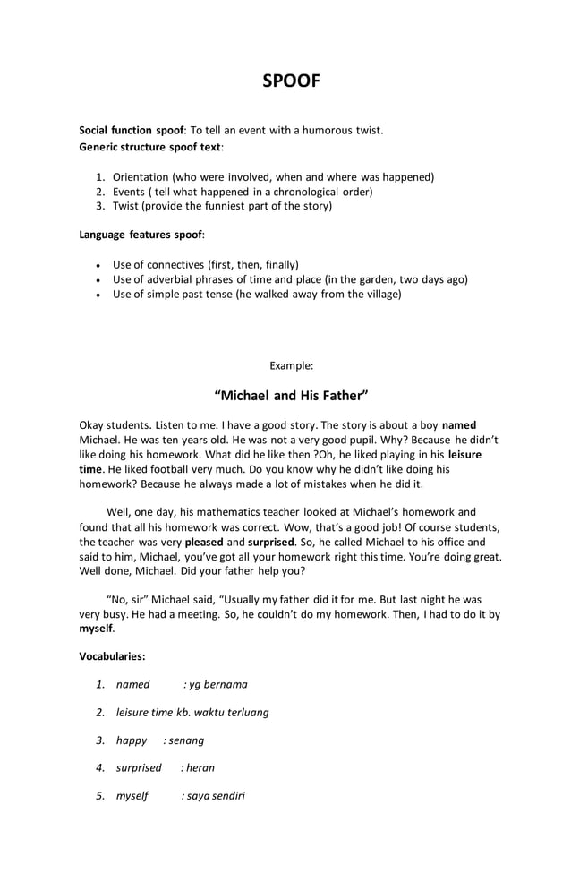 Materi Bahasa Inggris : PROCEDURE RECOUNT NARRATIVE DESCRIPTION etc | DOCX