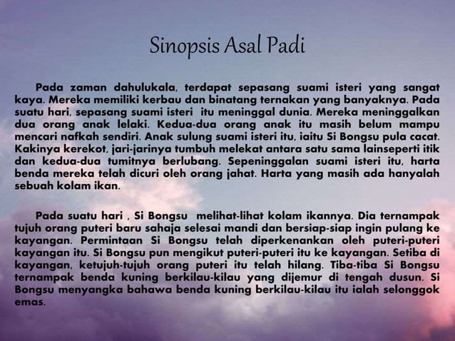 KOMSAS PROSA TRADISONAL ASAL PADI (TINGKATAN 1) | PPTX