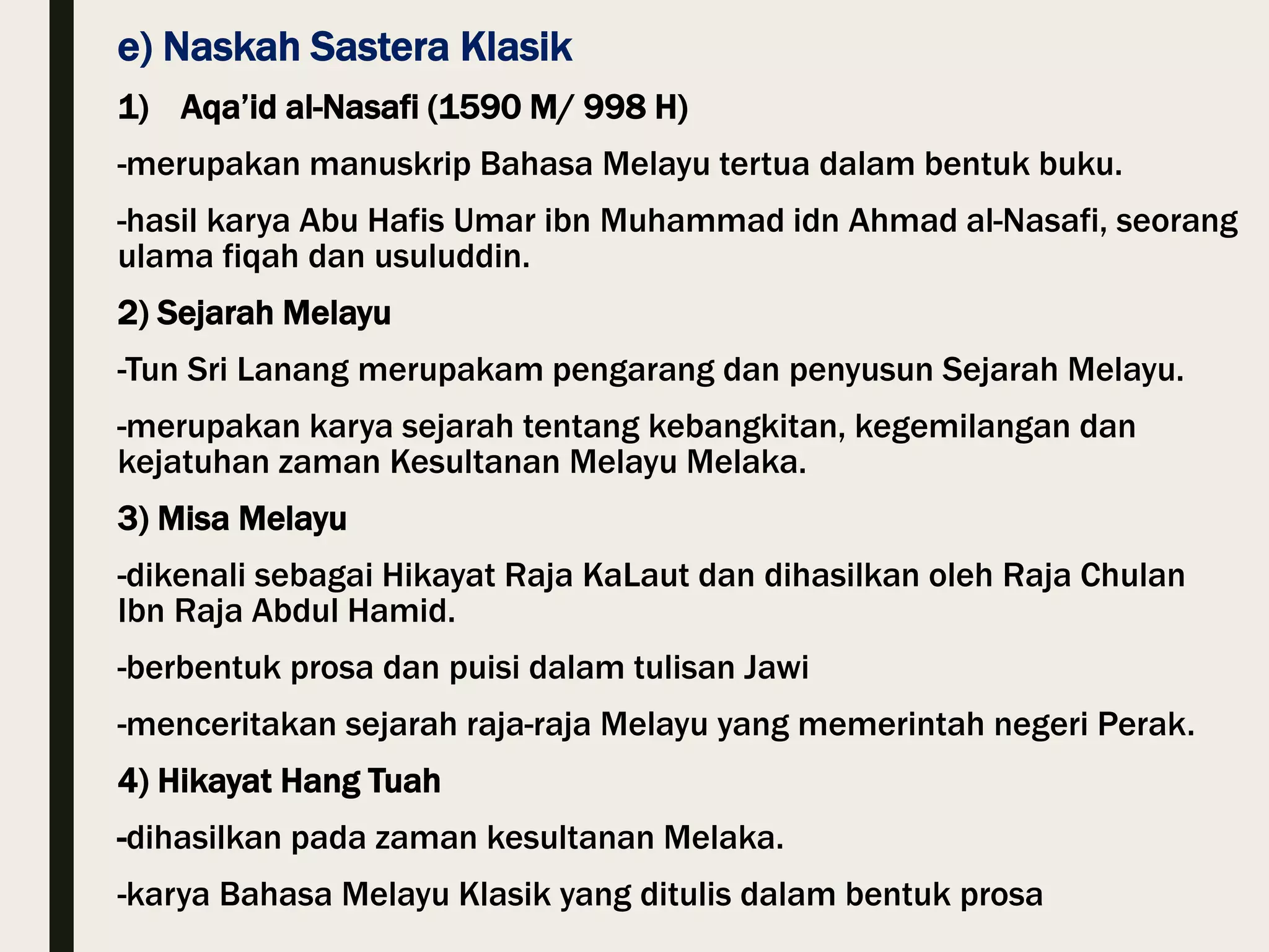 Bahasa Melayu Klasik (STPM Sem 1) | PPTX