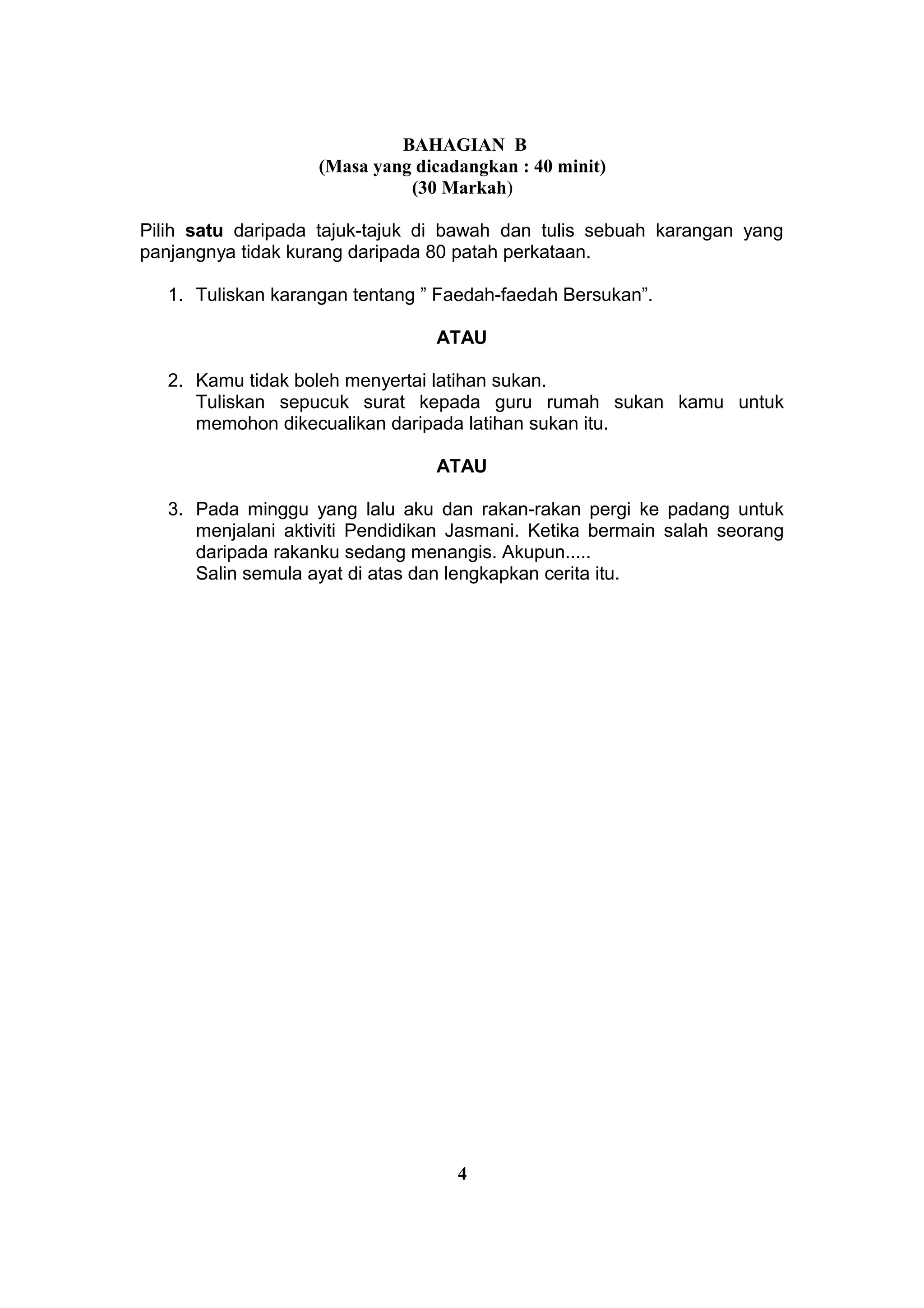 Bahasa melayu penulisan thn 4 2014 | DOC