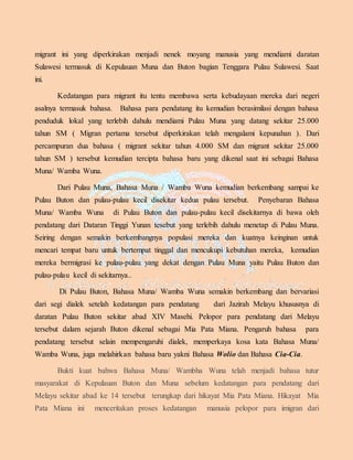 Bahasa muna / Wamba Wuna Sebagai Lingua Franca di Kepulauan Muna Dan Buton | PDF