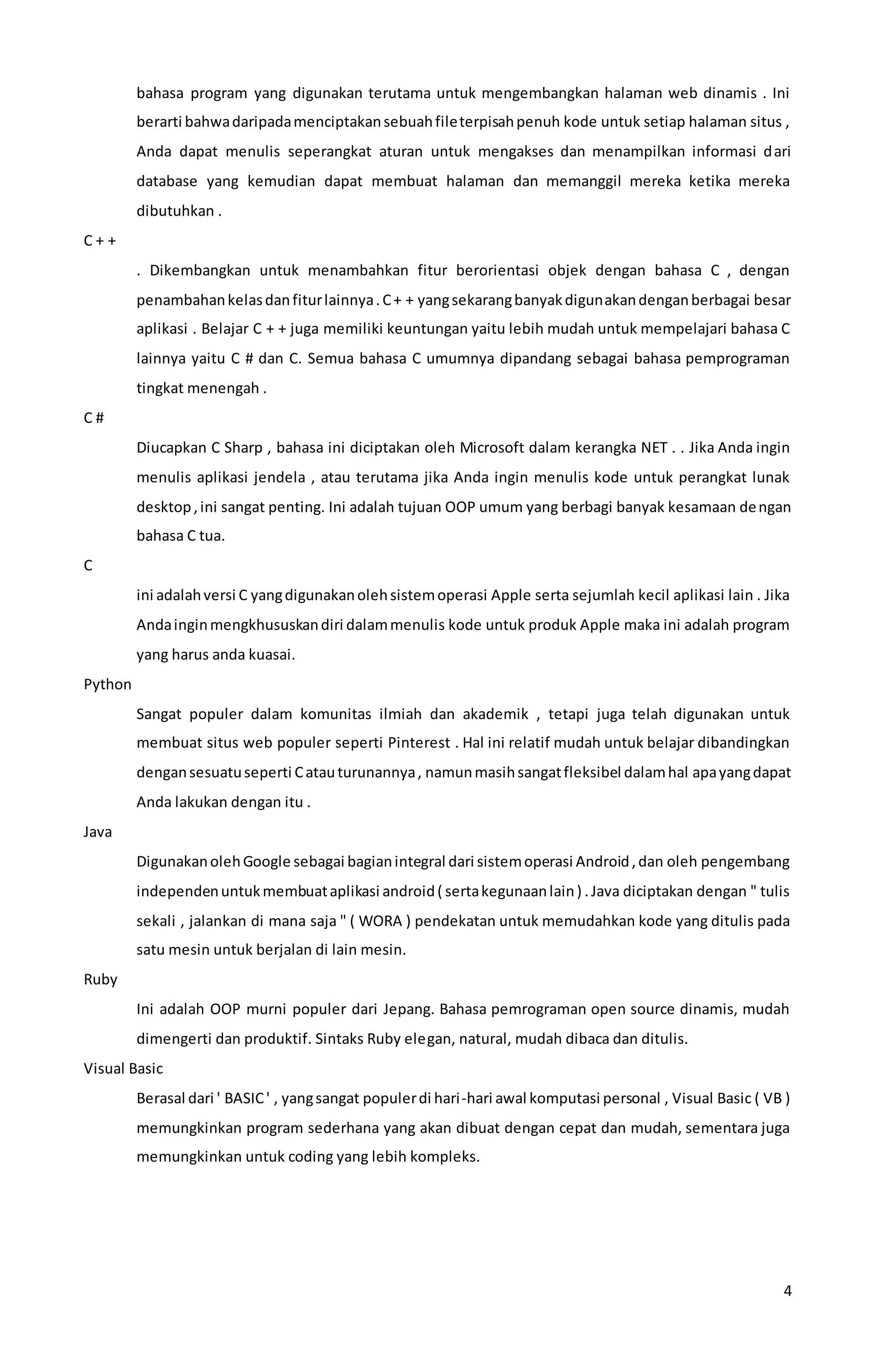 Bahasa pemrograman | DOCX