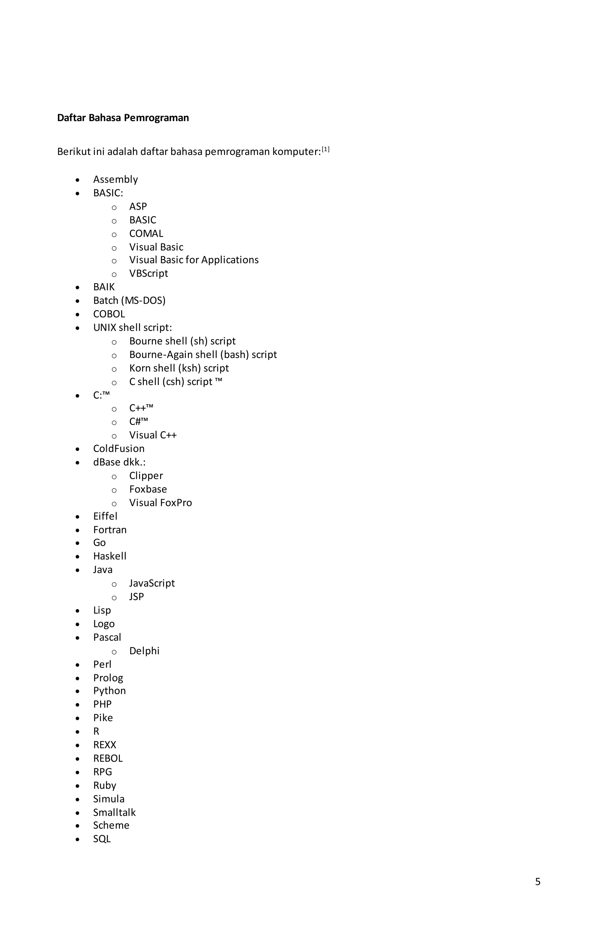 Bahasa pemrograman | DOCX
