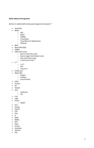 Bahasa pemrograman | DOCX