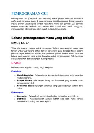 Bahasa Pemrograman mana yang TERBAIK untuk GUI | PDF