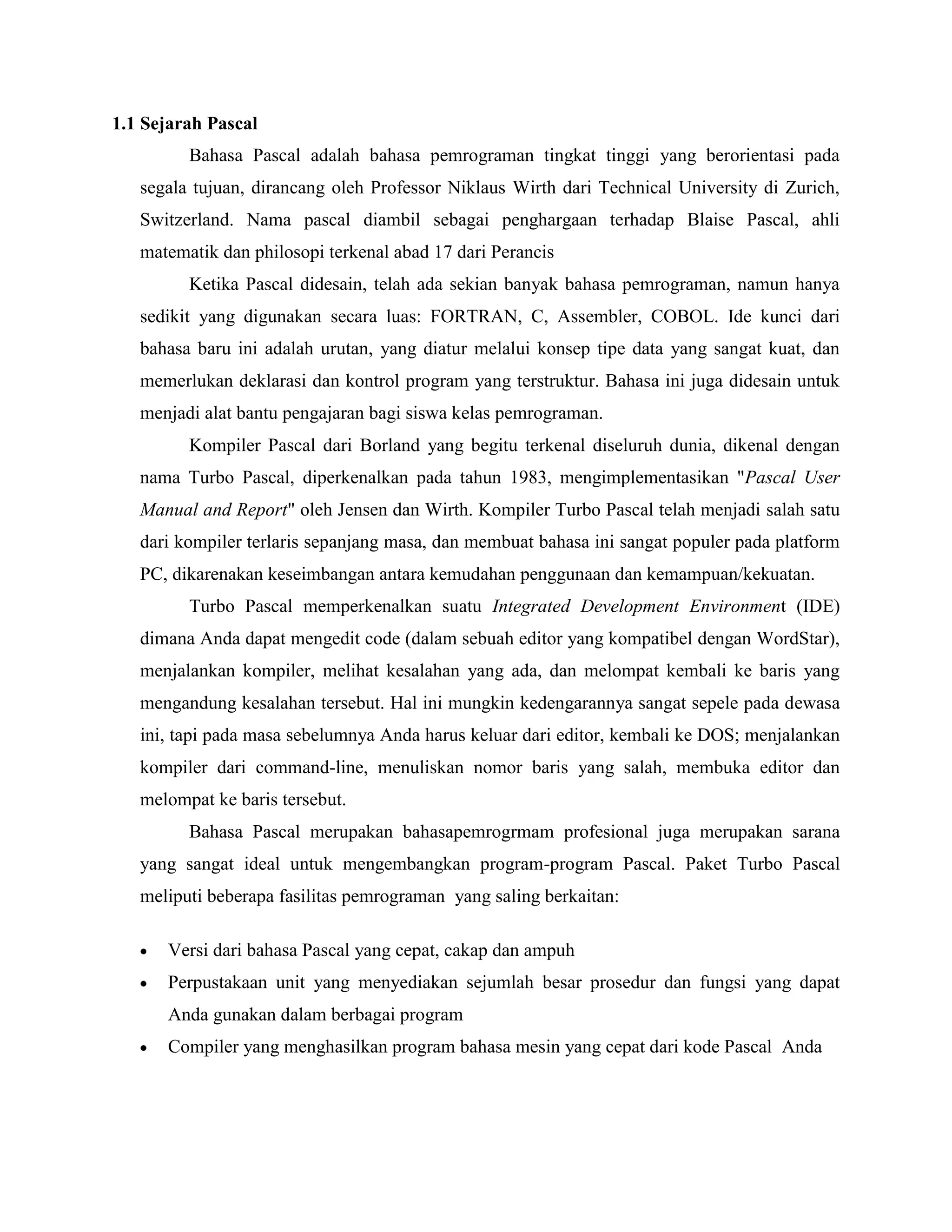 Bahasa pemrograman pascal | DOCX