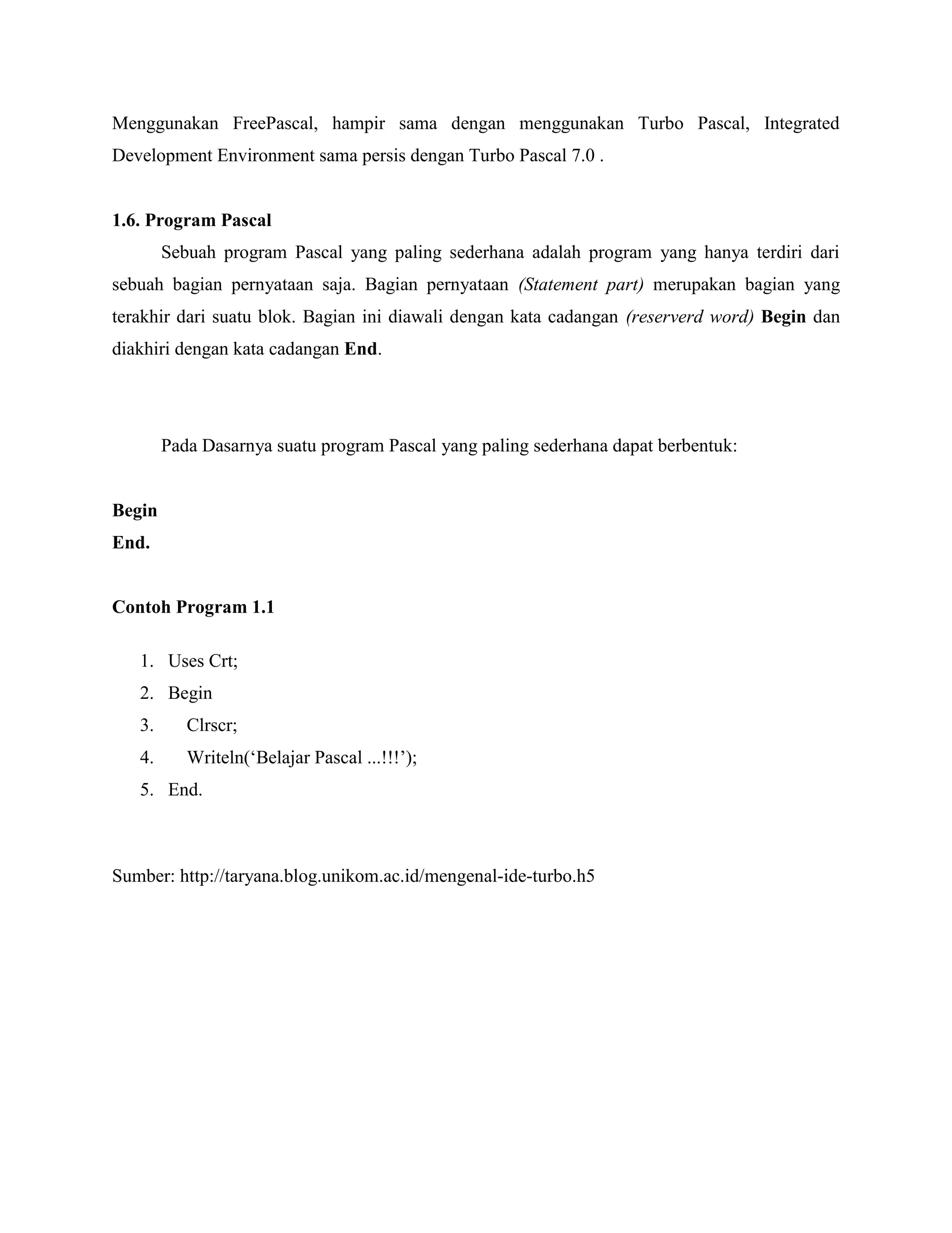 Bahasa pemrograman pascal | PDF