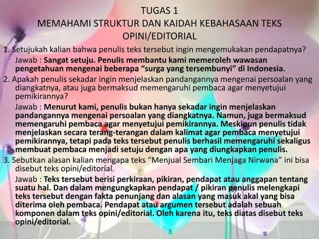 Memahami Struktur dan Kaidah Kebahasaan Teks Opini atau Editorial | PPTX