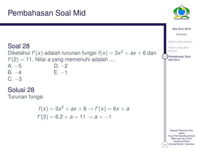 Pembahasan Soal Matematika Wajib PTS Kelas XI IPS | PPT