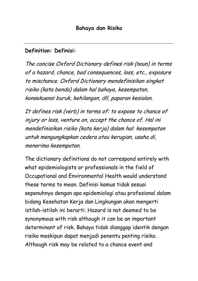 Bahaya dan risiko | PDF