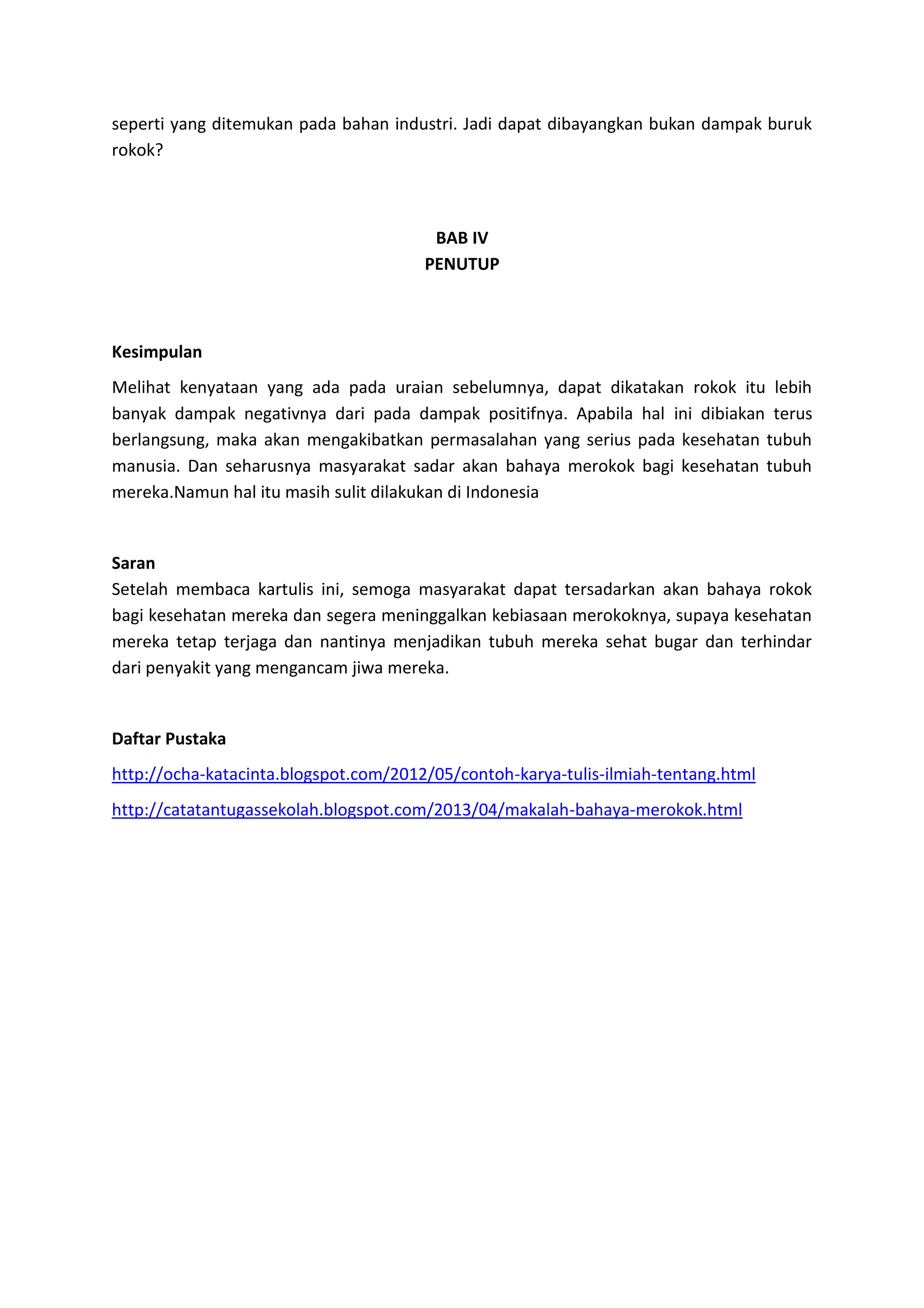 Bahaya Merokok Bagi Remaja Pelajar Docx