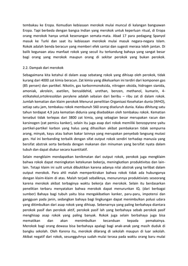 Bahaya Merokok Bagi Remaja Pelajar Docx