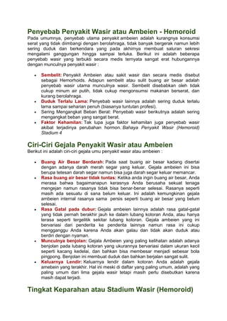 Bahaya penyakit wasir (hemoroid) stadium 4 | PDF