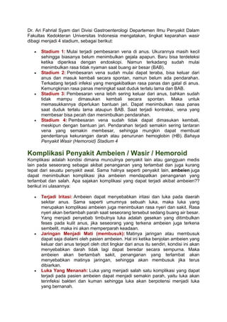 Bahaya penyakit wasir (hemoroid) stadium 4 | PDF