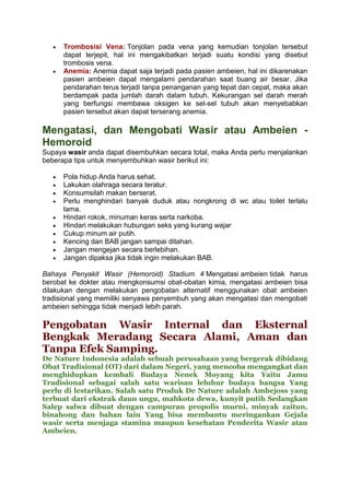 Bahaya penyakit wasir (hemoroid) stadium 4 | PDF