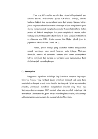 Bahaya styrofoam terhadap kesehatan dan lingkungan | PDF