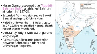 bahmani kingdom deccan kingdom icse class seven | PPTX