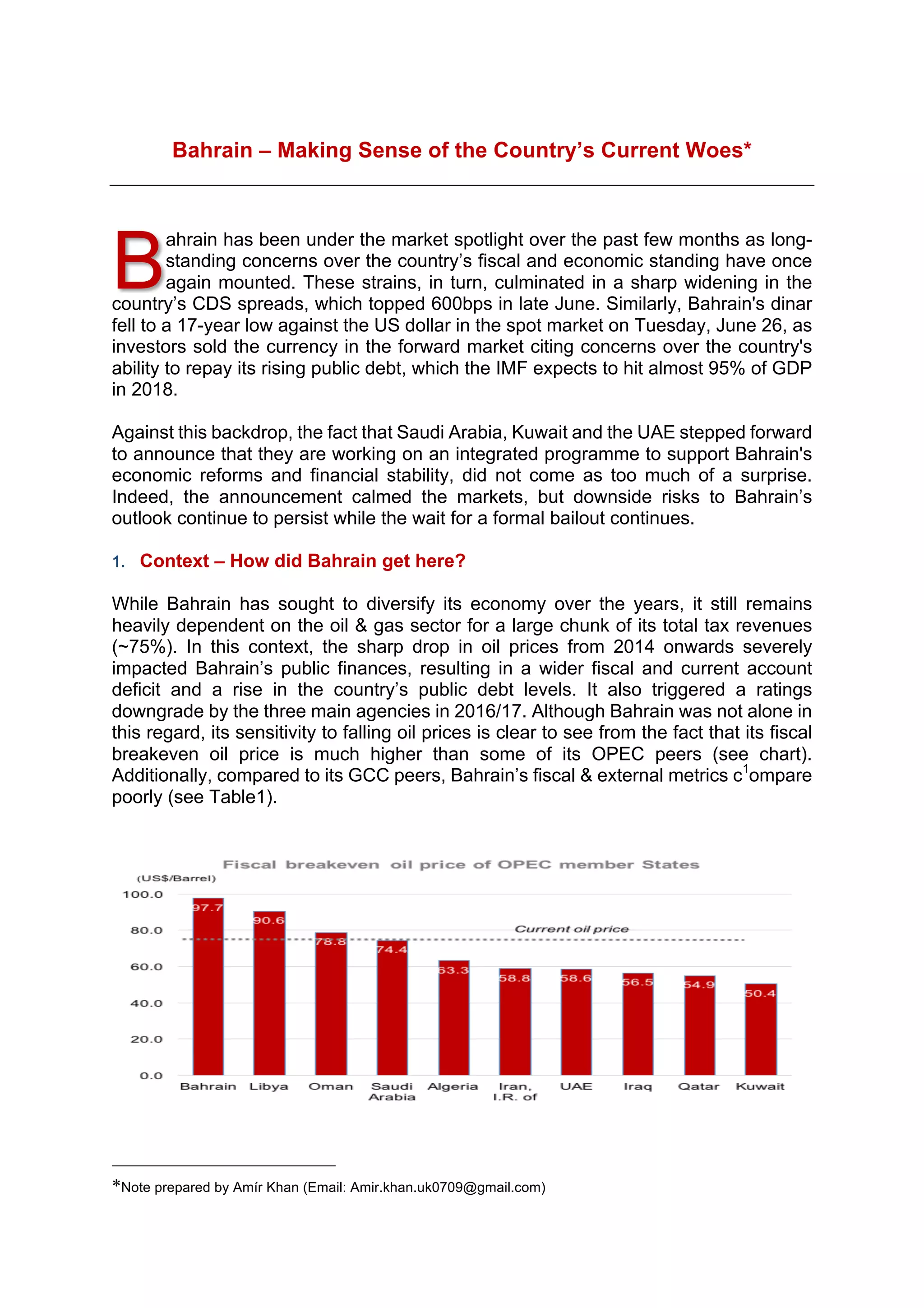 Bahrain - Making Sense of the Country's Current Woes | PDF