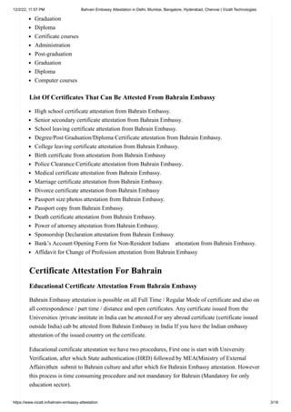 Bahrain Embassy Attestation in Delhi, Mumbai, Bangalore, Hyderabad ...