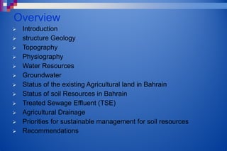 Status of the Agricultural land, Soil and ground water in Bahrain ...