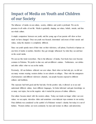 Impact of Media on Youth and Children of our Society | DOCX