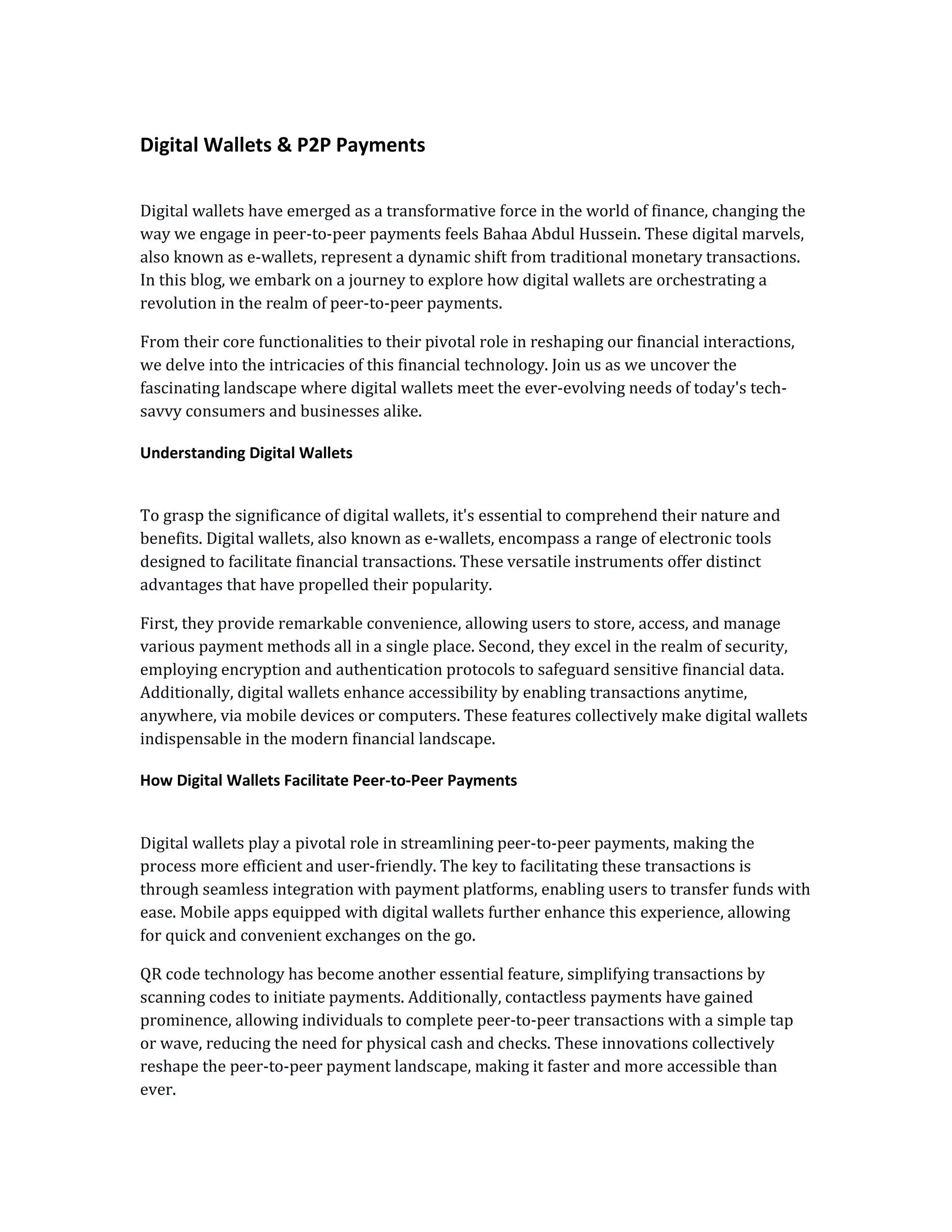 Digital Wallets & P2P Payments | PDF