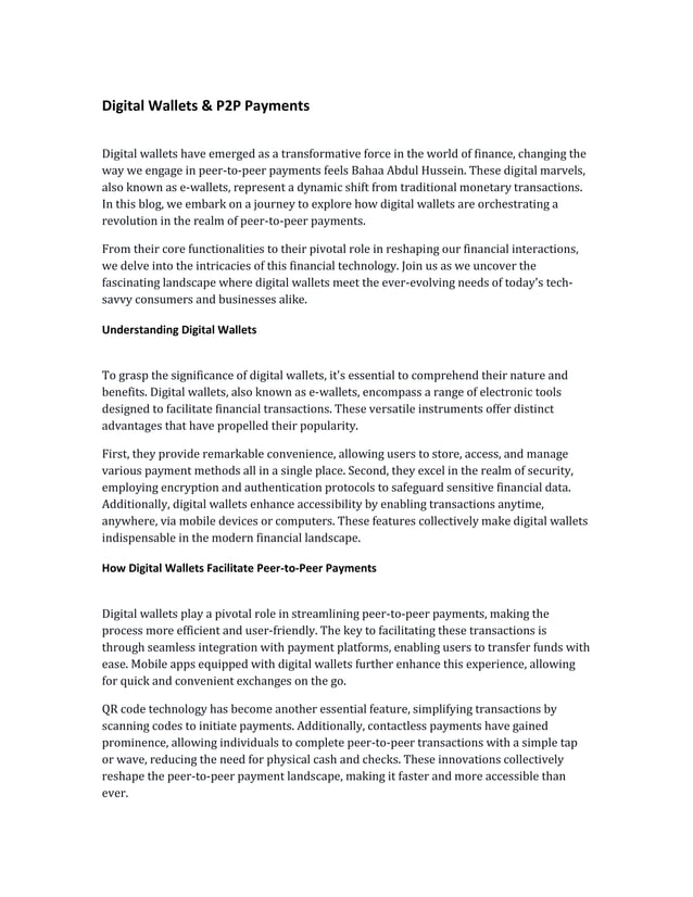 Digital Wallets & P2P Payments | PDF | Credit Cards | Personal Debt