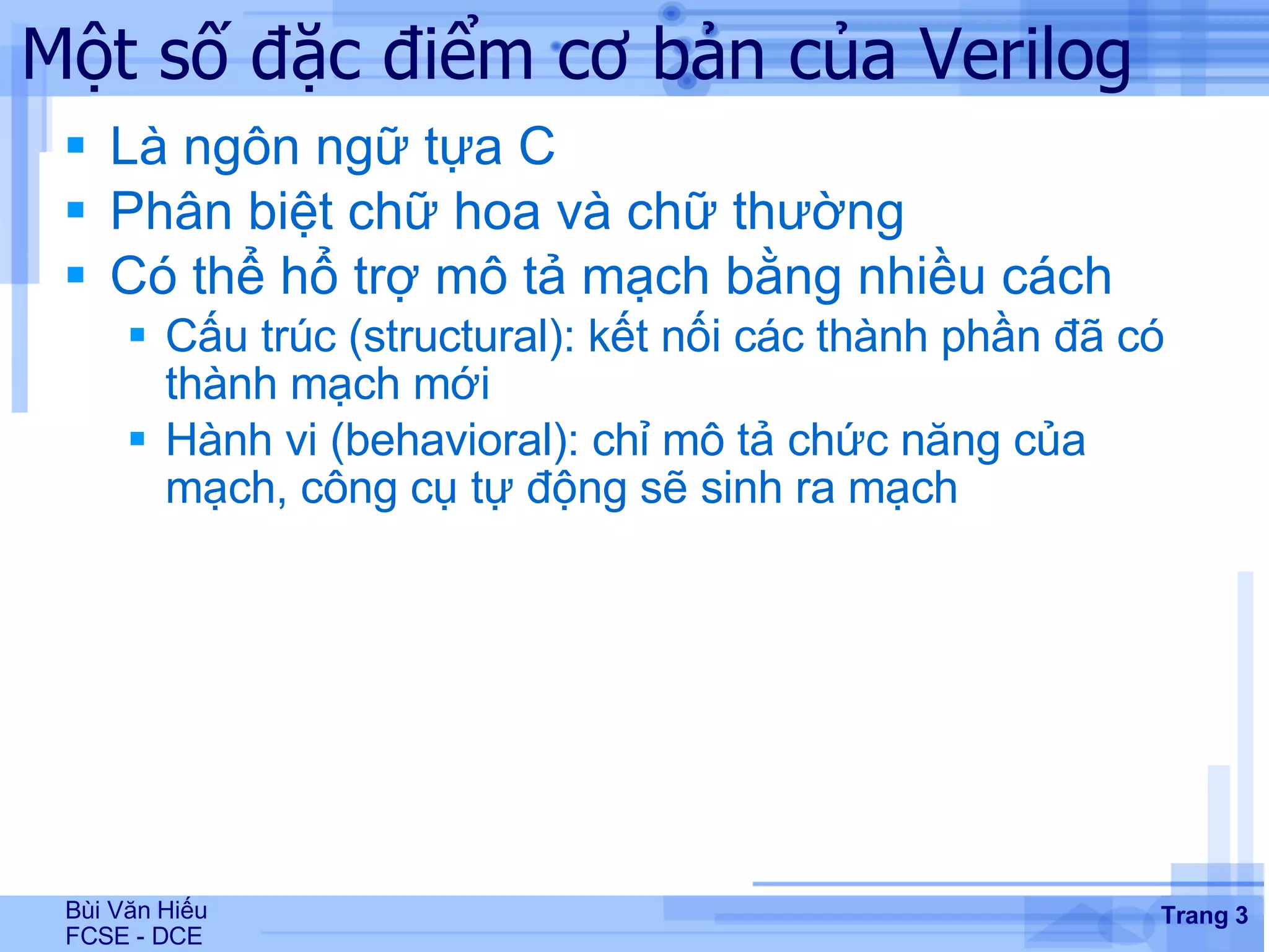 Bai 1 Gioi Thieu Verilog Va Quartus | PPT