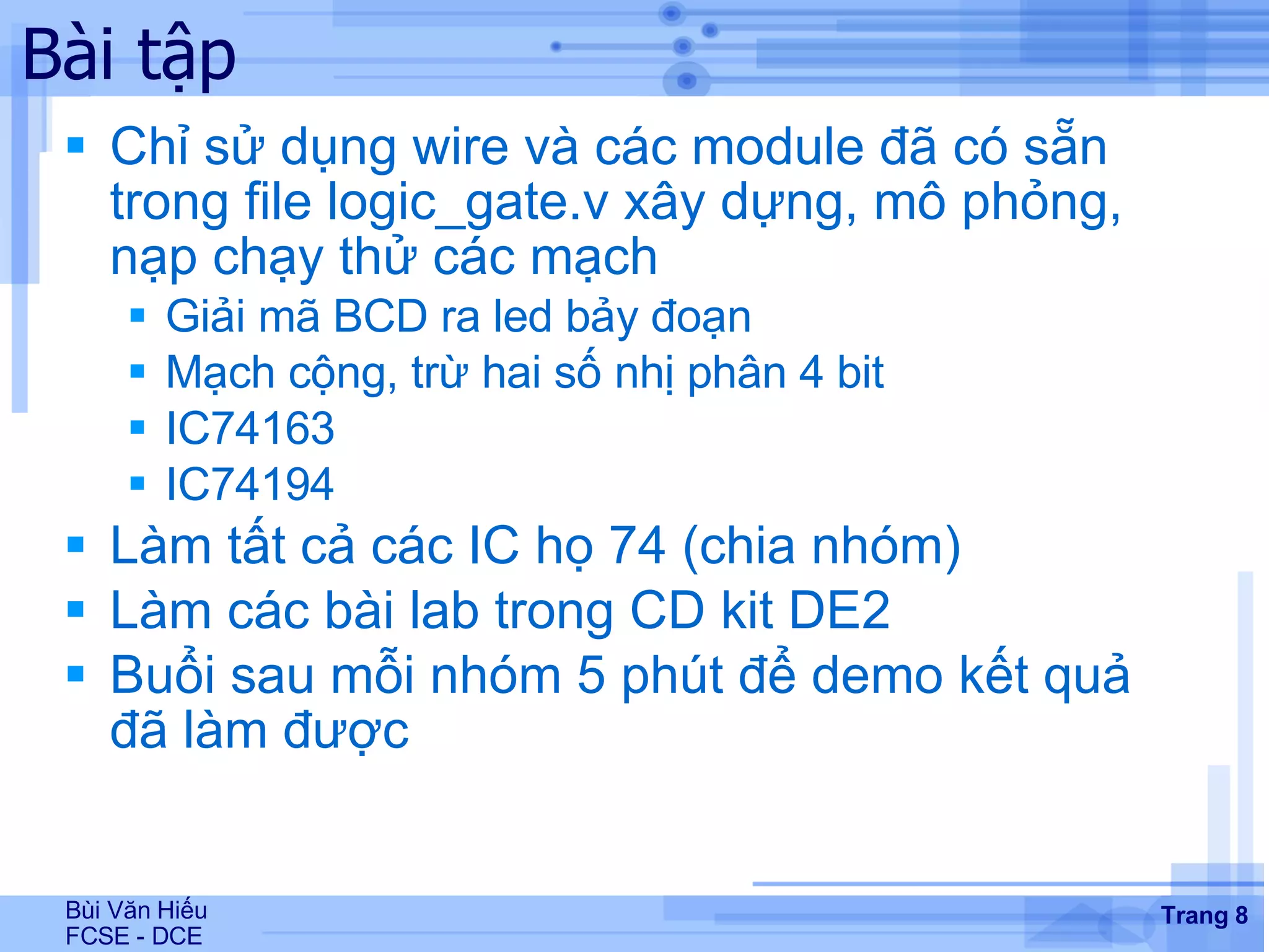 Bai 1 Gioi Thieu Verilog Va Quartus | PPT