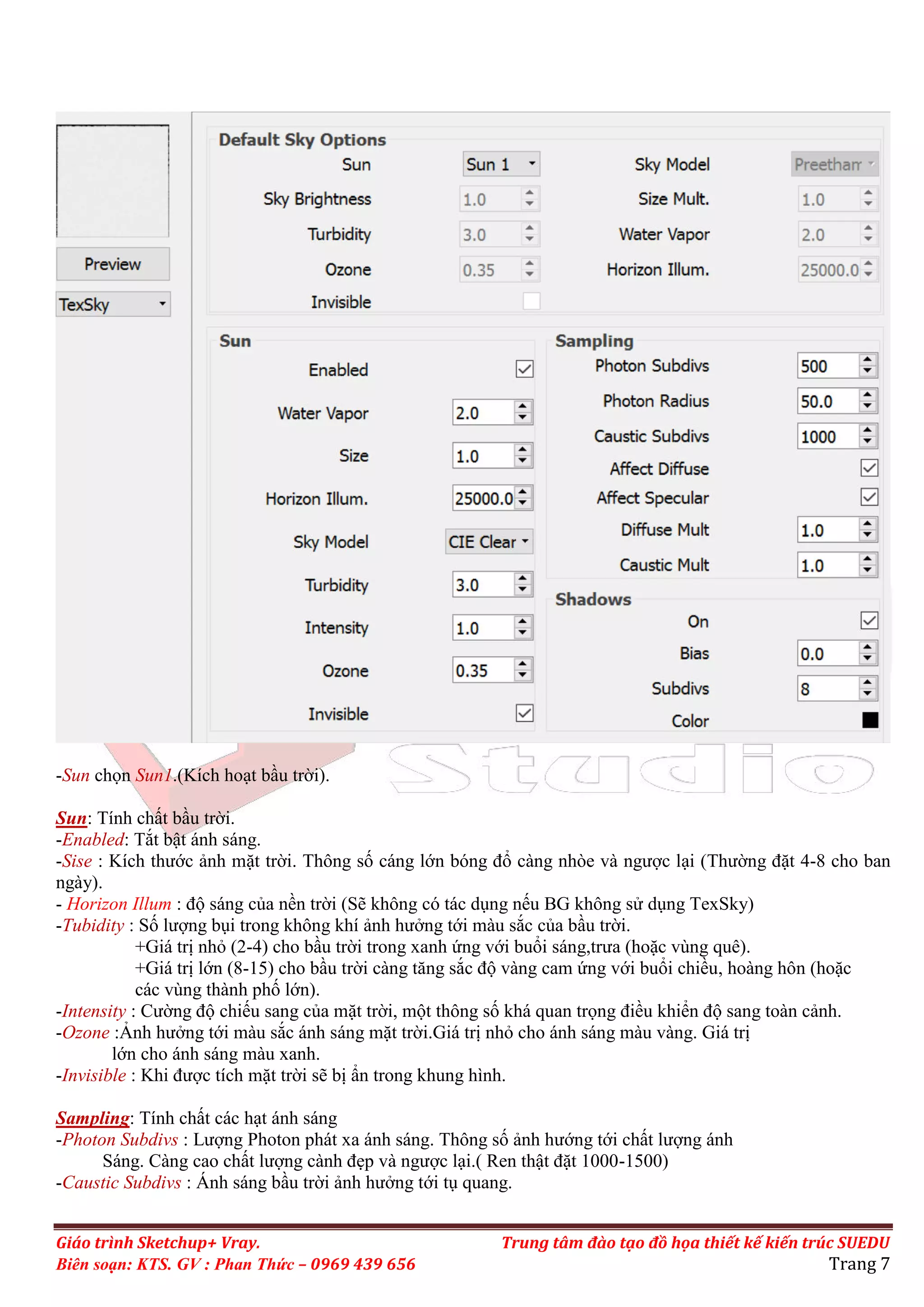 Bai giang-vray-sketchup-p1-setting vray -suedu- phan thuc | PDF