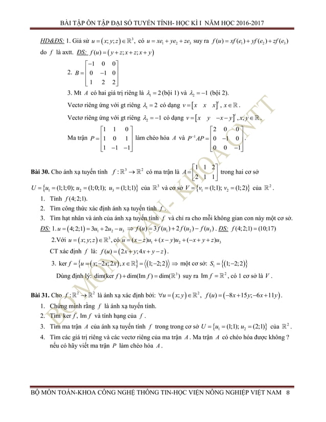 Bai tap-dai-so-tuyen-tinh-co-giai | PDF