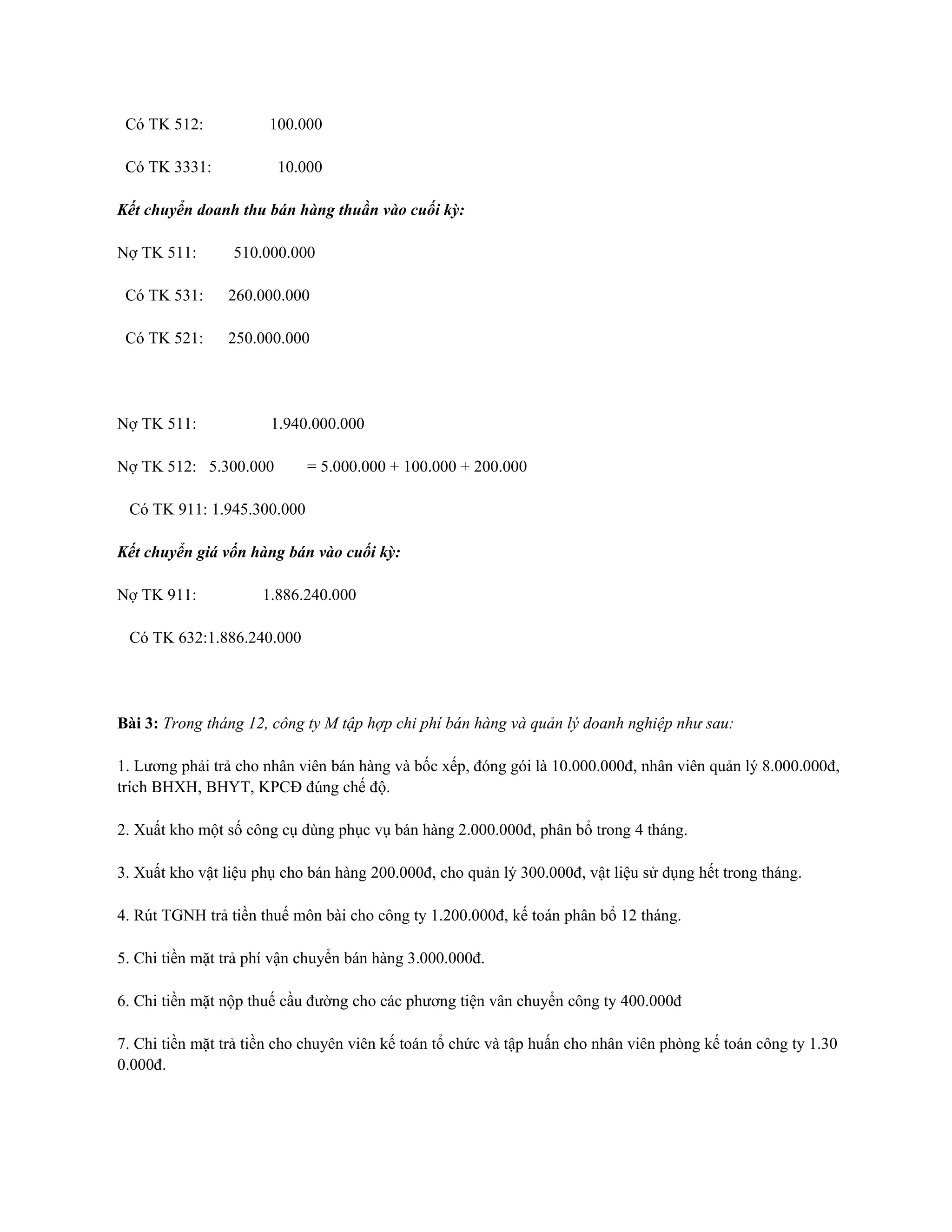 Bài tập định khoản kế toán có lời giải - đáp án | DOC