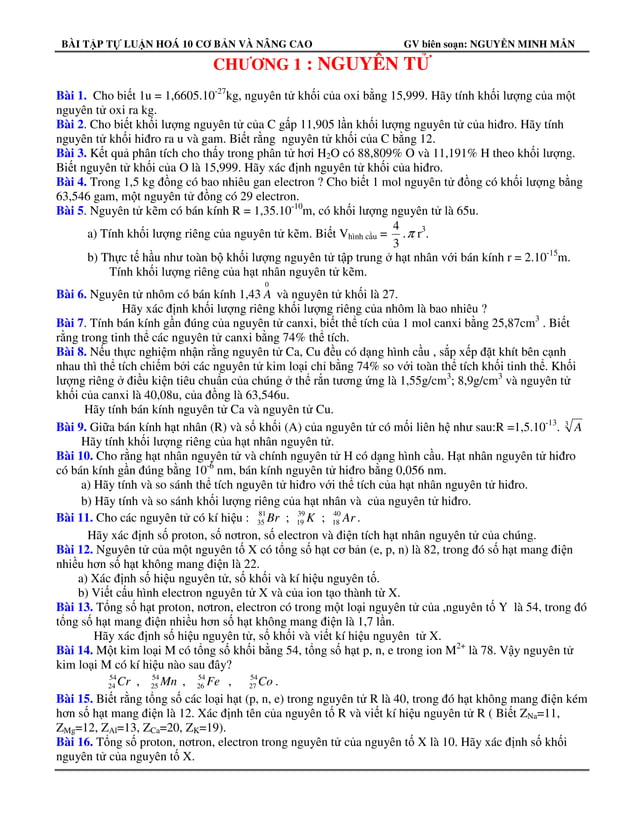 Bai tap-hoa-hoc-10-nang-cao | PDF