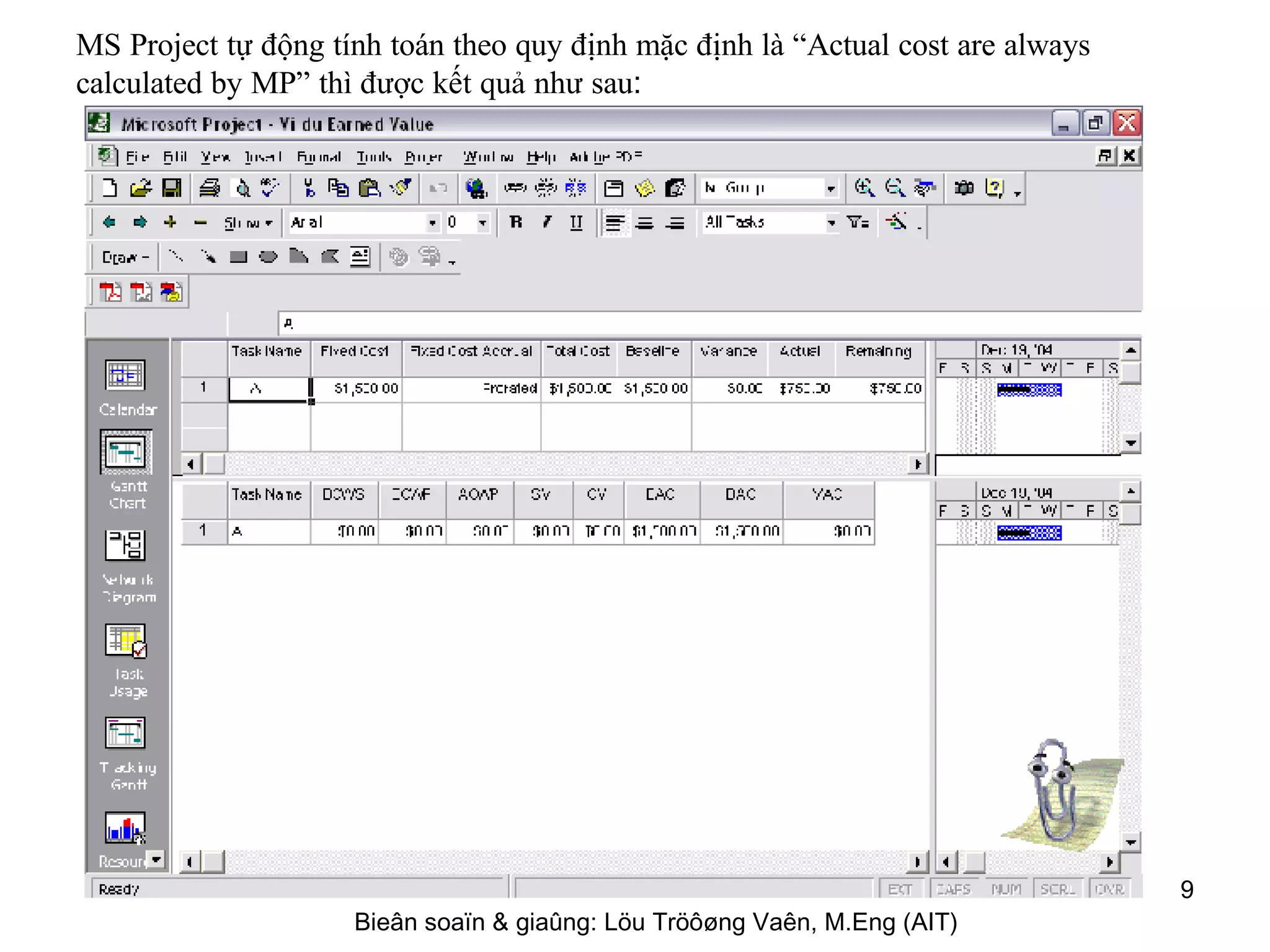 Bai Tap Ms Project Earned Value | PPT