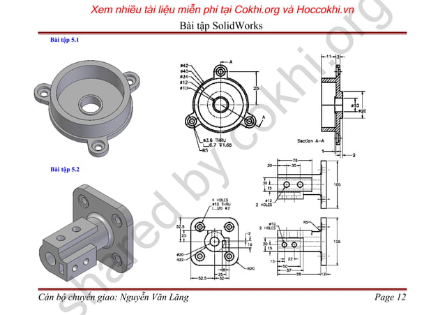 Bai tap solidwork hoccokhi | PDF