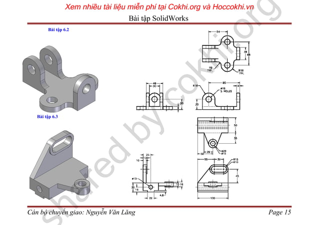 Bai tap solidwork hoccokhi | PDF