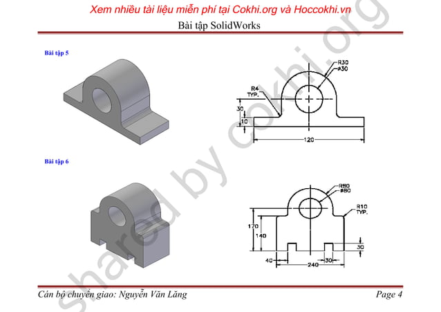 Bai tap solidwork hoccokhi | PDF