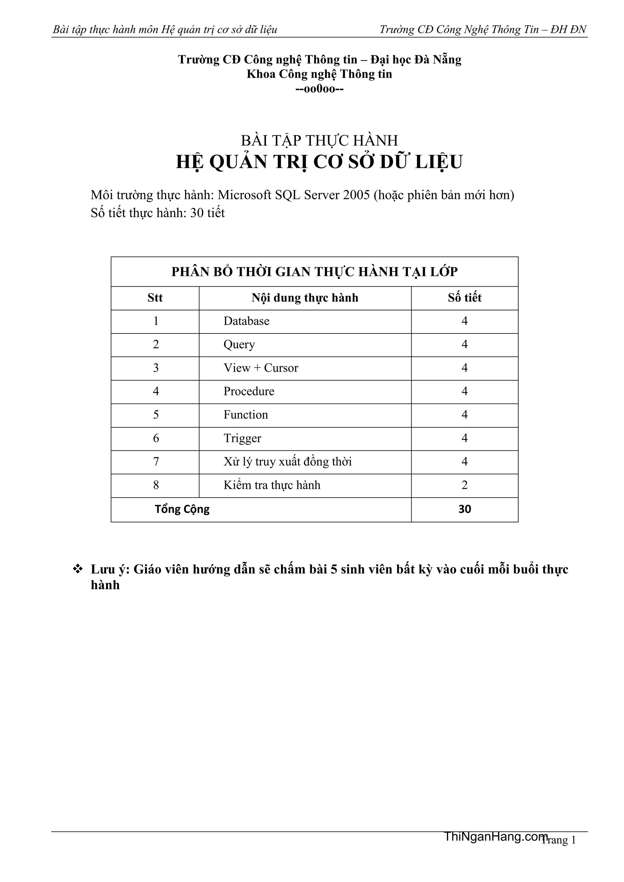 Bai tap-thuc-hanh-he-quan-tri-csdl | PDF