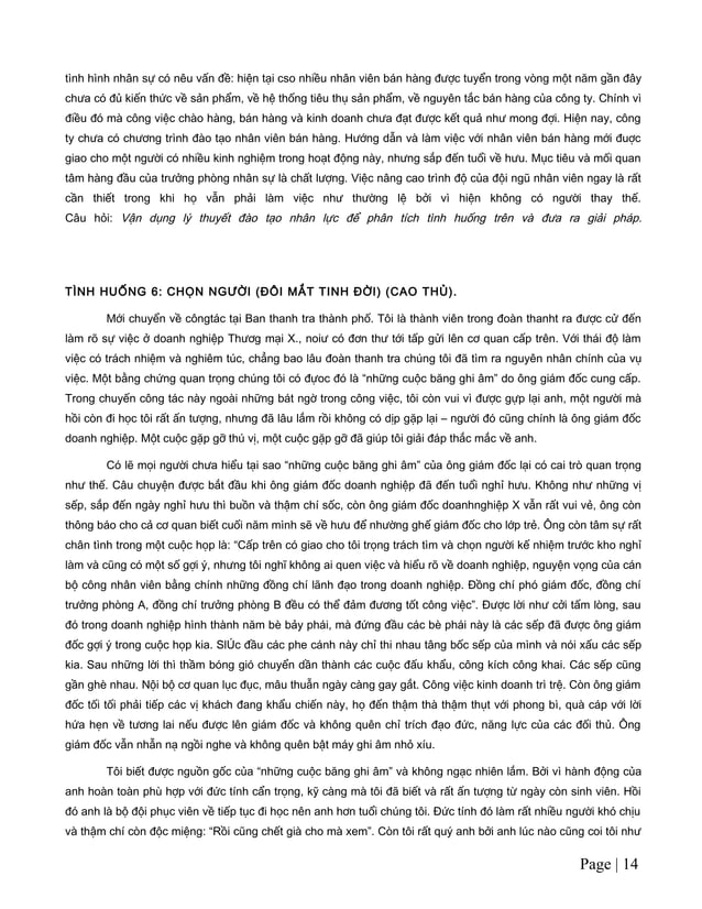 BÀI TẬP TÌNH HUỐNG QUẢN TRỊ HỌC | DOC