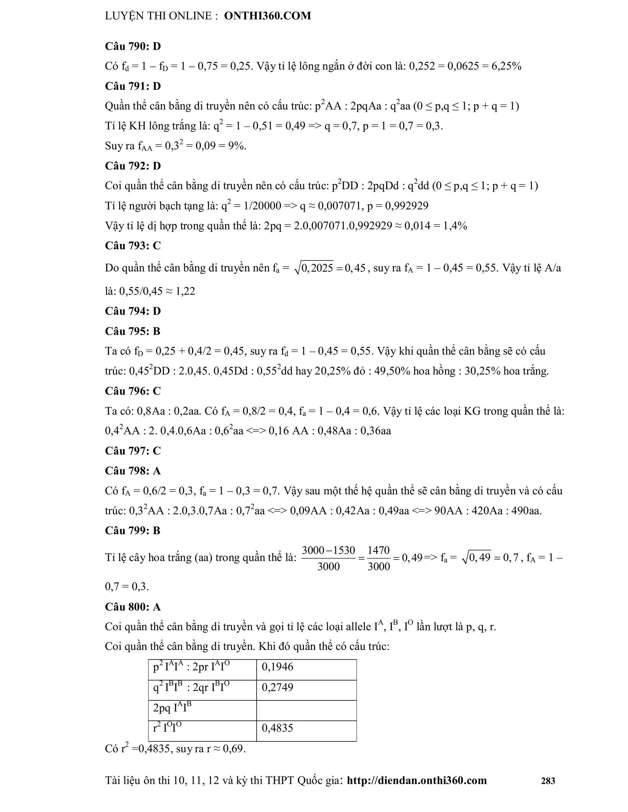 Bai tap va giai chi tiet chuyen de 9 | PDF