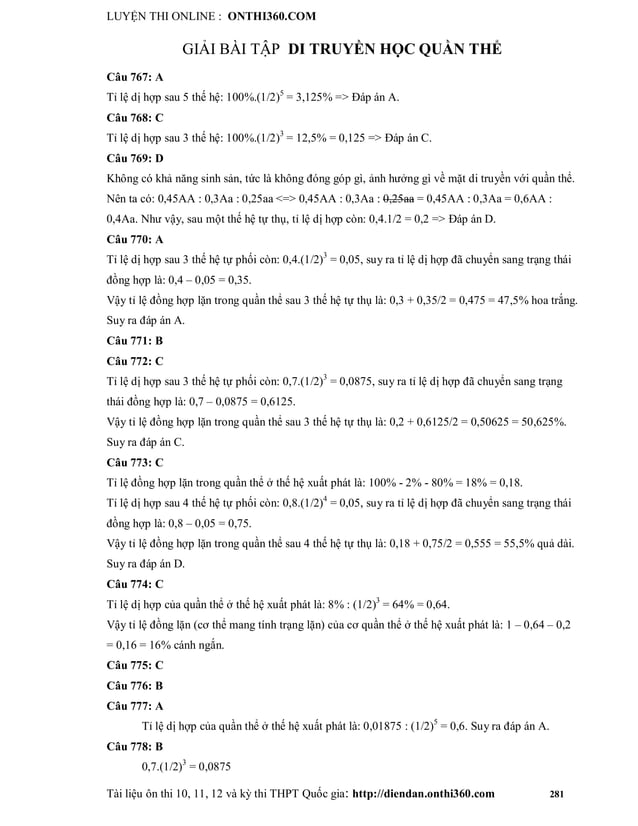 Bai tap va giai chi tiet chuyen de 9 | PDF