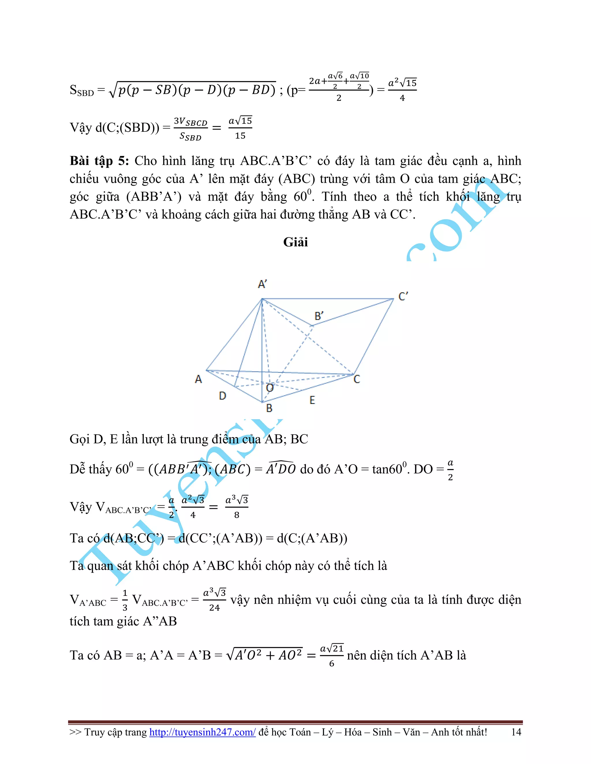 Bai tap-ve-khoang-cach-trong-hinh-hoc-khong-gian-cuc-hay | PDF