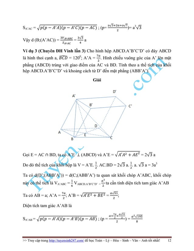 Bai tap-ve-khoang-cach-trong-hinh-hoc-khong-gian-cuc-hay | PDF