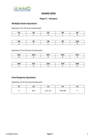ĐỀ THI SEAMO - CẤP ĐỘ C (KHỐI 5 + 6) NĂM 2018 | PDF