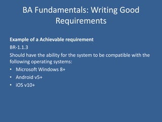 Business Analysis Fundamentals – Writing Good Business Requirements | PPTX