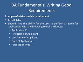 Business Analysis Fundamentals – Writing Good Business Requirements | PPTX