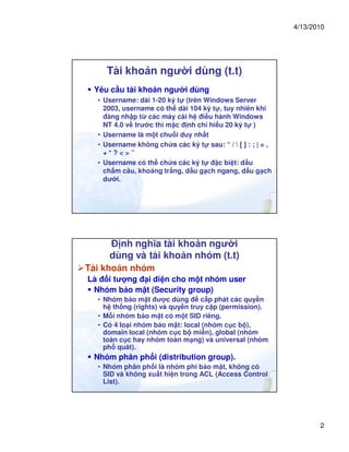 Bai 03 quan ly tai khoan nguoi dung | PDF