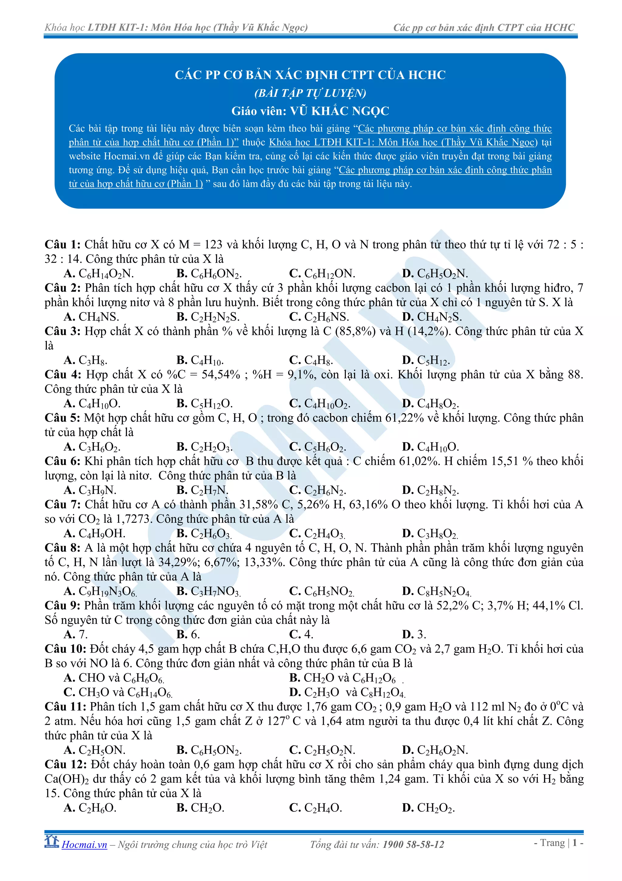 Bai 1. bai_tap_pp_co_ban_de_giai_hoa_huu_co_v1_merged | PDF