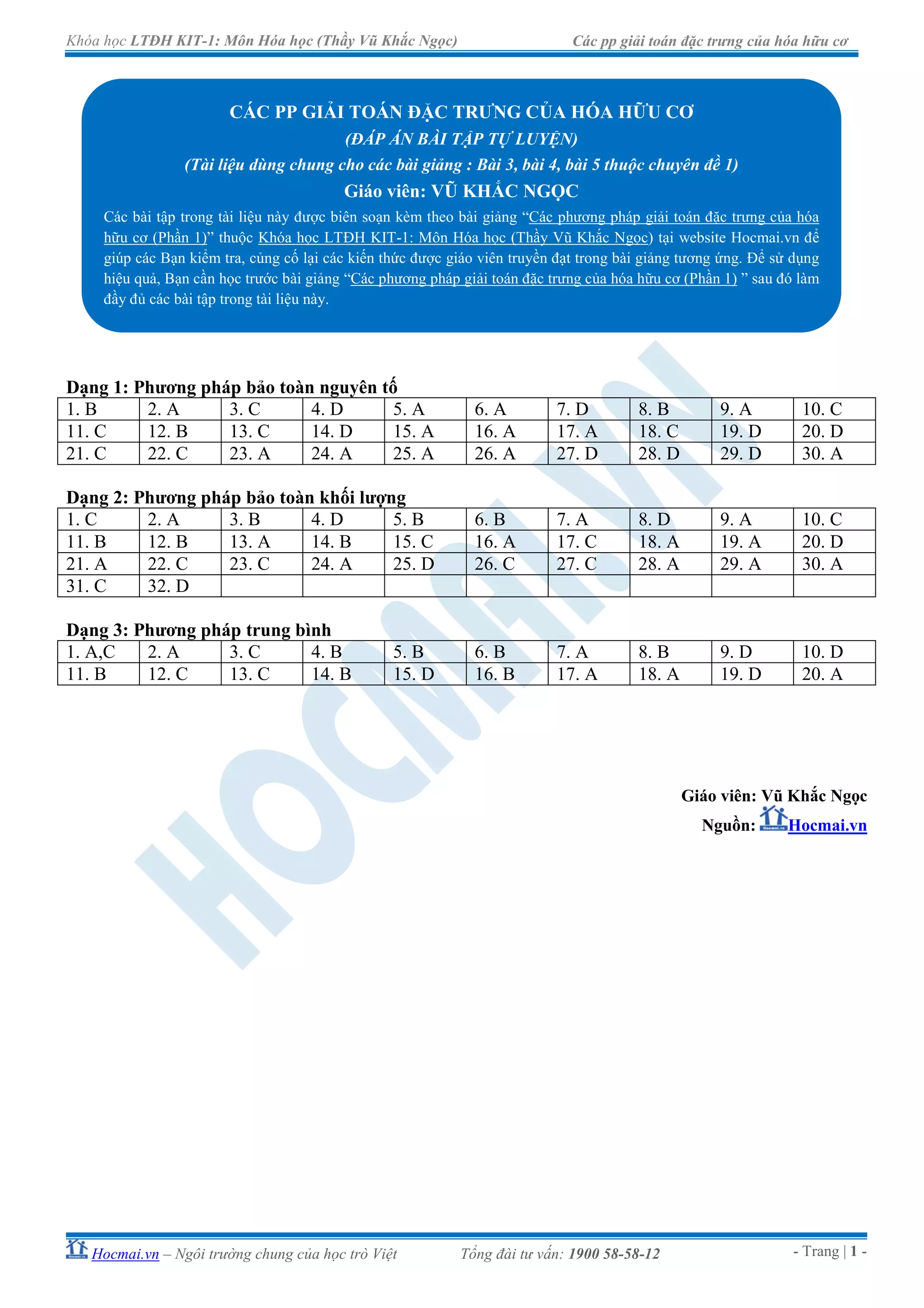 Bai 1. bai_tap_pp_co_ban_de_giai_hoa_huu_co_v1_merged | PDF