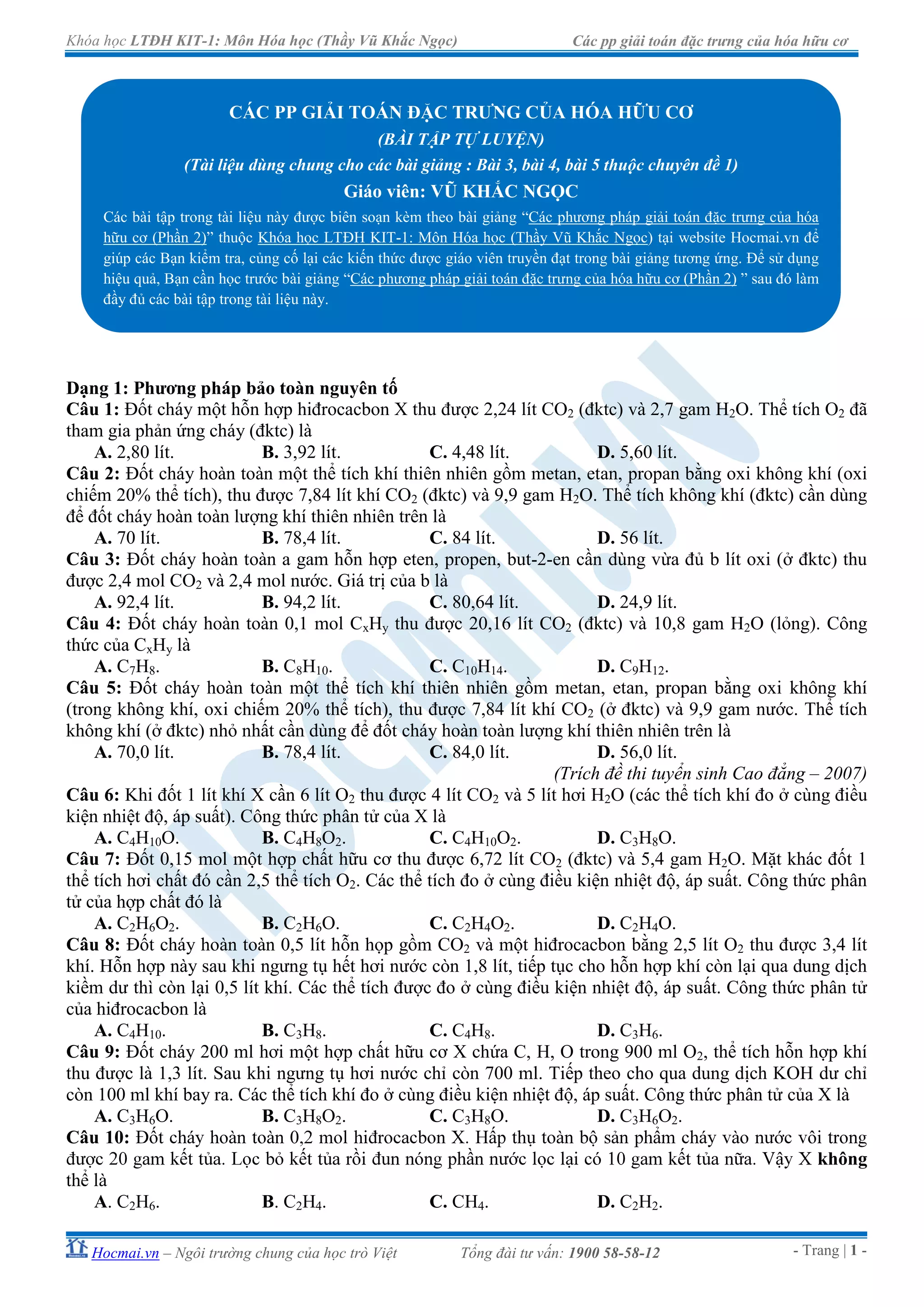 Bai 1. bai_tap_pp_co_ban_de_giai_hoa_huu_co_v1_merged | PDF